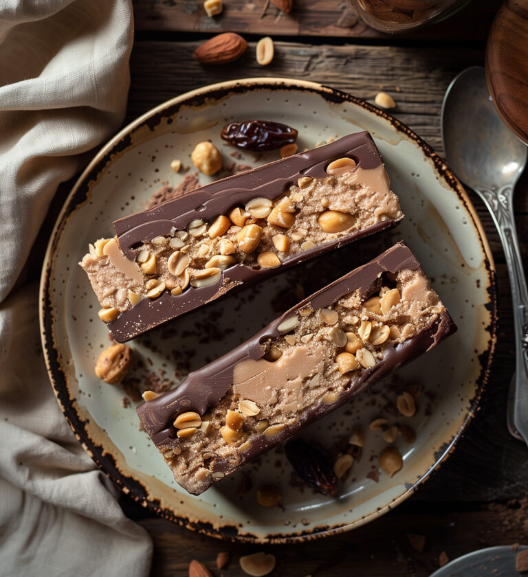 High-Protein Frozen Yogurt Date Snickers Bars (Creamy & Crispy!)